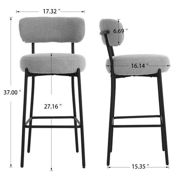 Plush Comfort Bar Stools 2 Piece Set with Backrest Seat Height - Bed ...