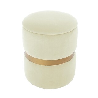 Modern Ava Round Ivory Velvet Storage Ottoman - Bed Bath & Beyond ...