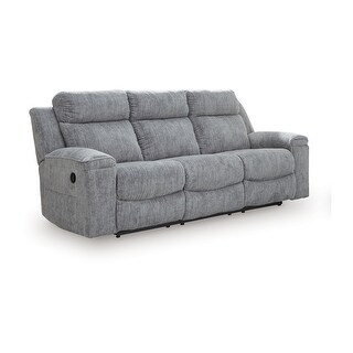 Benson Manual Reclining Sofa, Gray Polyester, Metal Frame, 87 Inch ...