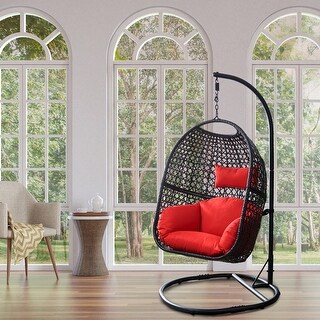 Premium Wicker Hanging Swing Chair and Stand - Water-Resistant - Bed ...