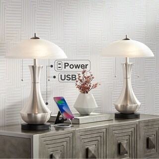 Modern Accent Power Outlet and USB Table Lamps Set of 2 - 21" x 13 ...