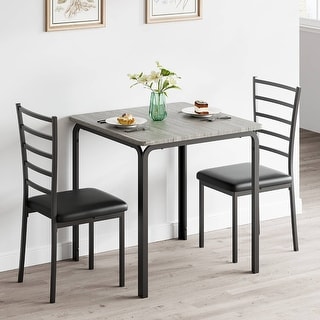 Square Dining Room Table Set with 2 Upholstered Chairs - Bed Bath ...