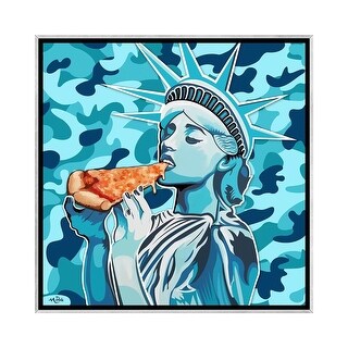 iCanvas "Liberty Pizza Only Blue Camo Square" by Hybrid Life Art Framed ...