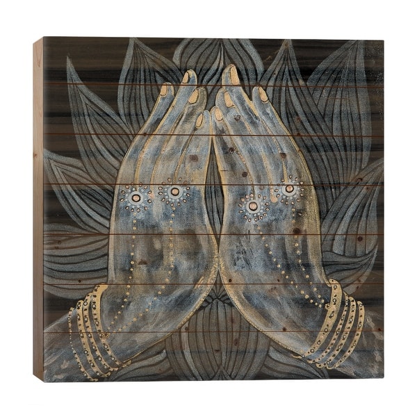Lotus Prayer Print On Wood by Mishel Schwartz - Multi-Color - Bed Bath ...