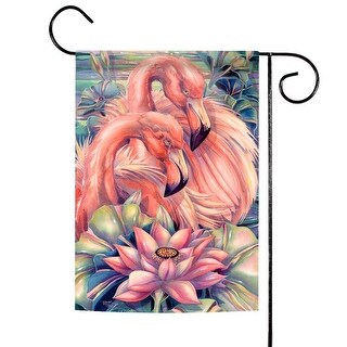 Pink Flamingo Couple Outdoor Garden Flag 18" x 12.5" - Bed Bath ...