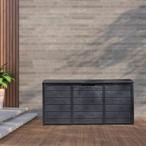 280L Outdoor Garden Plastic Storage Deck Box with 2 Wheels,Black - On ...