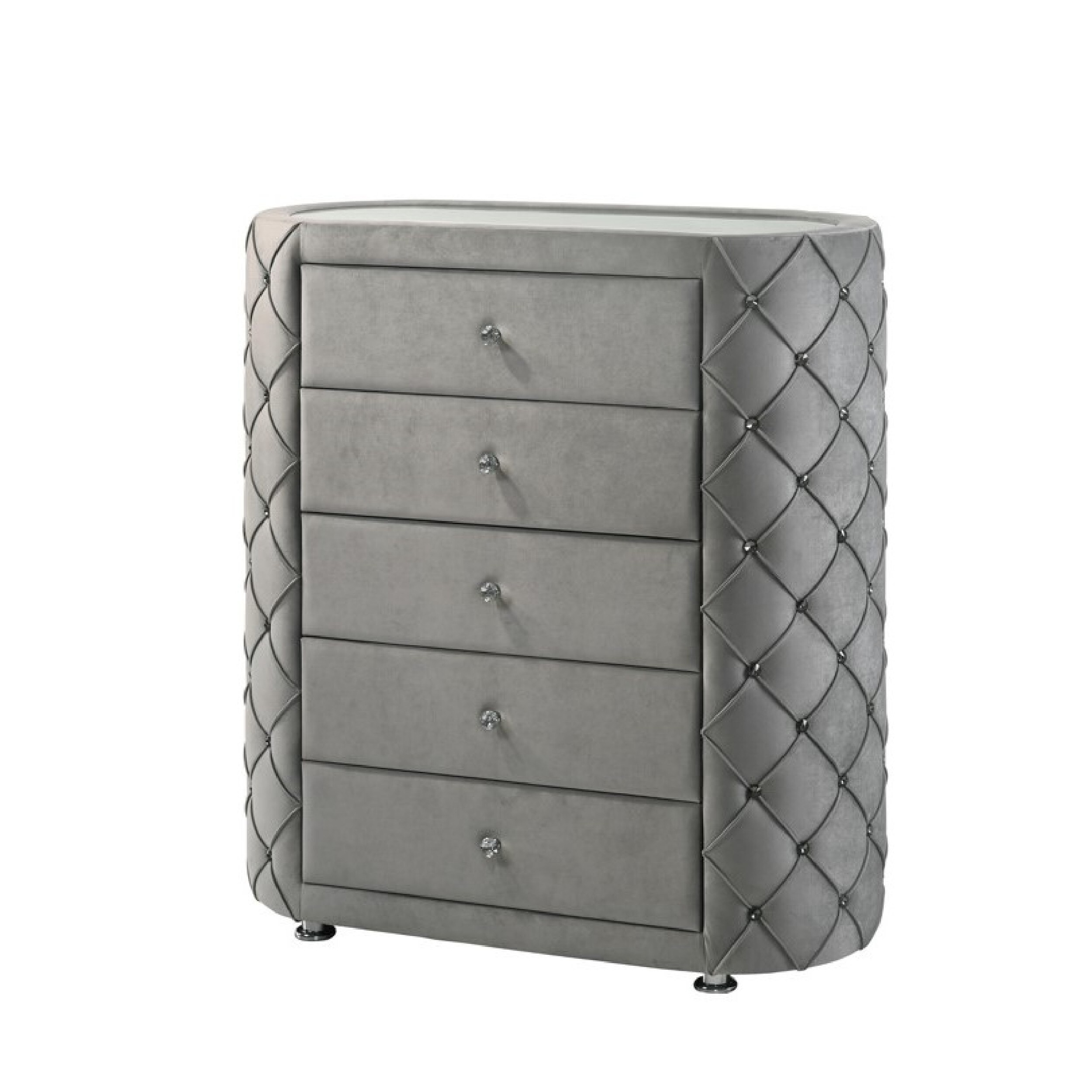 Jill 45 Inch Tall Upholstered Dresser Chest Tufted Velvet 2 Drawers Grey Bed Bath Beyond 35936897