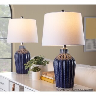 Rockwell 23" Ceramic Table Lamp Linen Shade (Set of 2) - Bed Bath ...