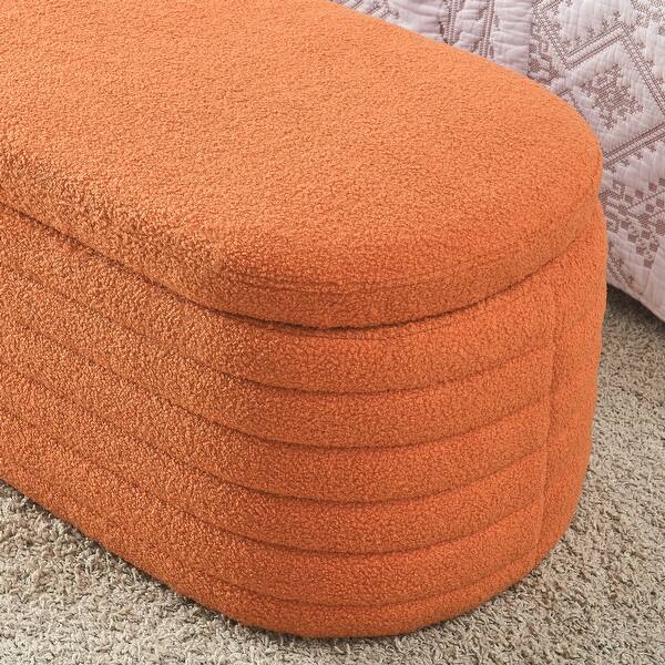 Storage Ottoman Bench Upholstered Fabric Orange Storage Bench End of ...