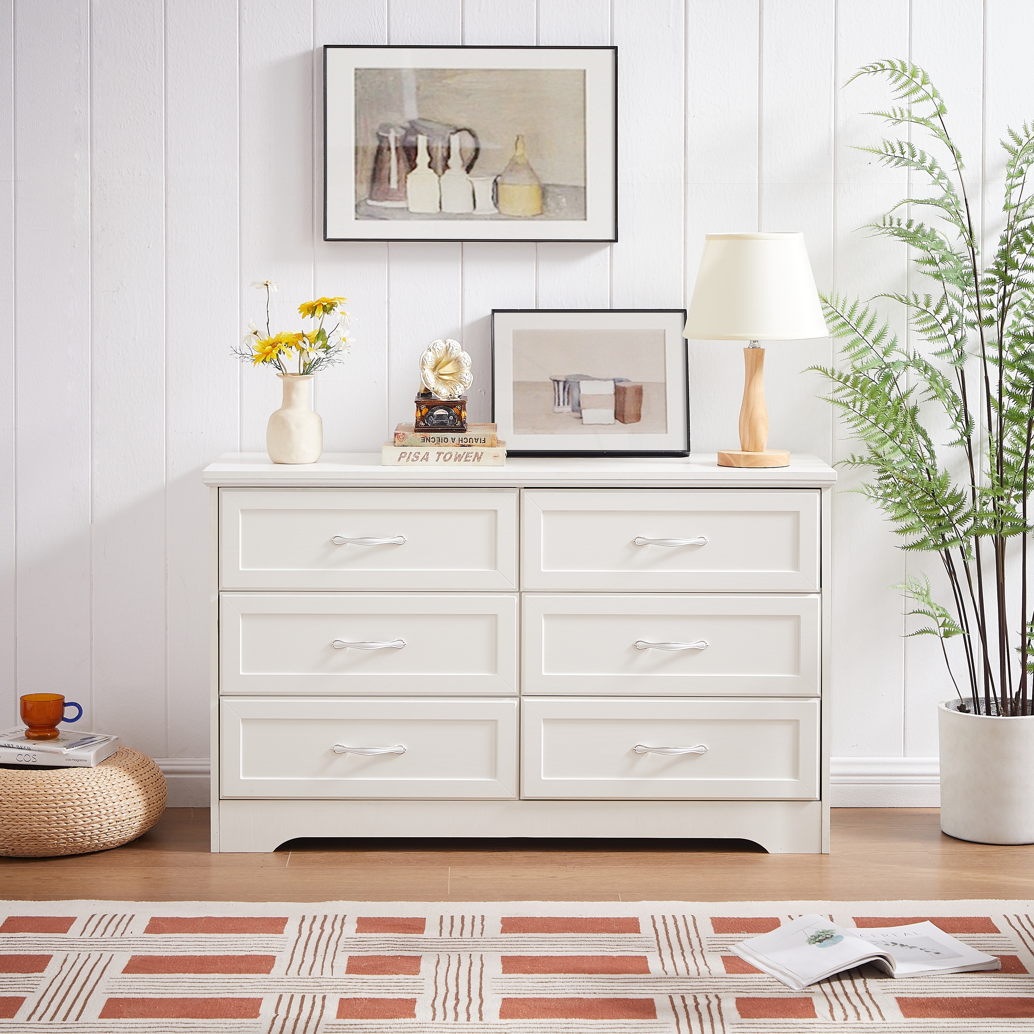 Modern 3 Drawer Bedroom Chest of Drawers with 6 Drawers Dresser Clothes Organizer Metal Pulls for Living Room Bedroom Bed Bath Beyond 41206350