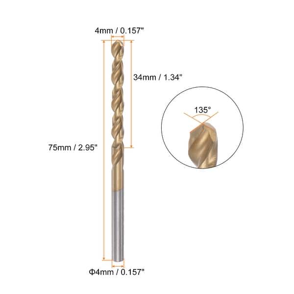 2pcs 3.6mm Titanium Coated M42 High Speed Steel 8% Cobalt (HSS) Twist Drill Bits - Bed Bath ...