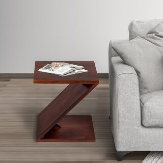 Modern Mango Wood Side Table with Z Shaped Frame - Bed Bath & Beyond ...