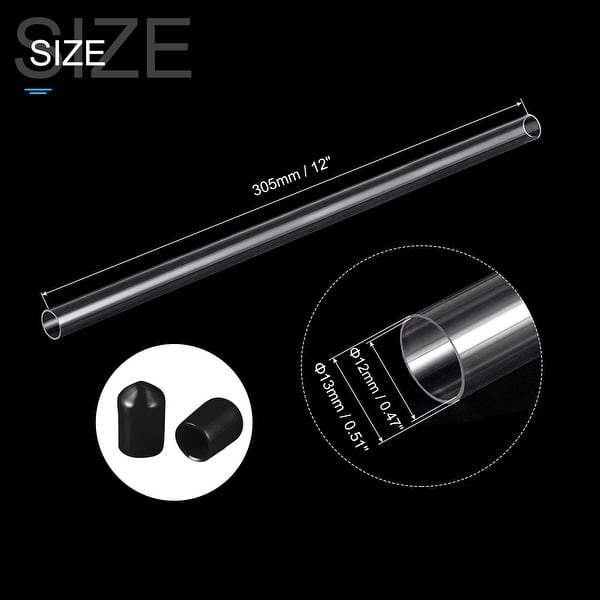 Clear Rigid Tube with Black Cap, 305mm/ 12 Inch, 12mmx13mm/0.47"x0.51 ...
