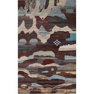 Contemporary Abstract Wool Area Rug Hand-knotted Bedroom Carpet - 5'6 ...