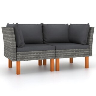 Corner Sofas 2 pcs Poly Rattan and Solid Eucalyptus Wood - Bed Bath ...