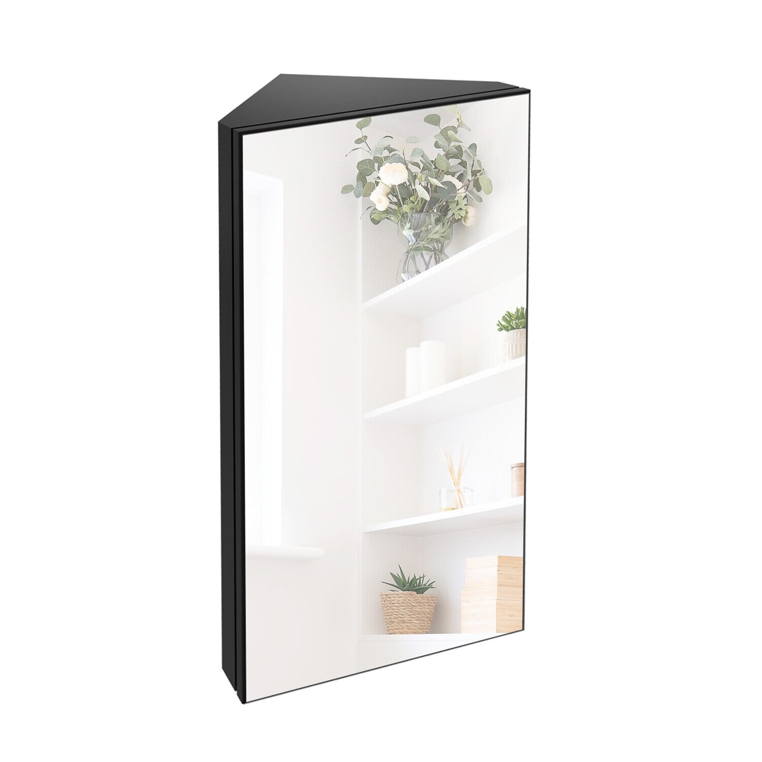 Black Wooden Corner Medicine Cabinets 27 1/8 in. x 20 1/8 in. with ...