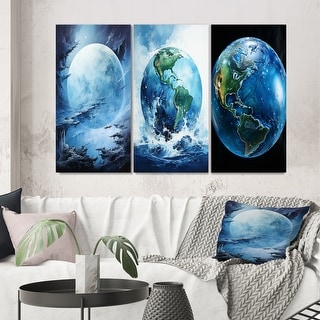 Designart "Planet Europa In Icy Tree" Space Planet Wall Art Set Of 3 ...