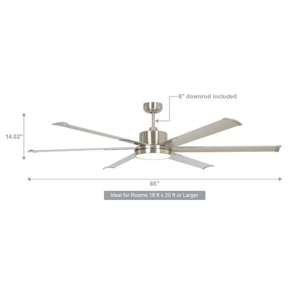65-inch Nickel Aluminum 6-blade LED Ceiling Fan with Remote - Bed Bath ...