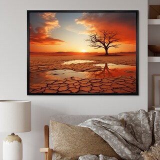 Designart "Scenic Landscape Desert Mirage III" Landscapes Framed Canvas ...