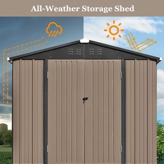 Brown All-Weather Storage Shed w/ 4 Built-in Vents and Sloped Roof ...