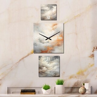 Designart "Mystic Grey Clouds Horizon" Clouds Set Of 3 - Extra large ...