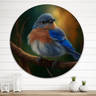 Designart "Beautiful Bright Bluebird On A Branch III" Animals Bird Wood ...