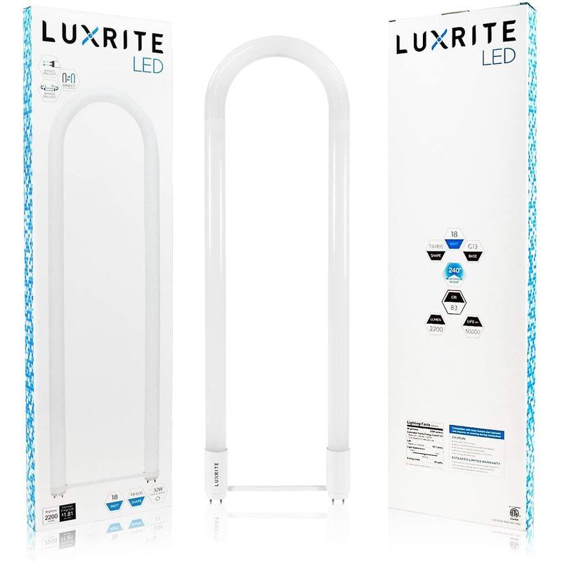 Luxrite U Bend LED Tube Light T8 T12 18W 32W Equivalent Direct or ...