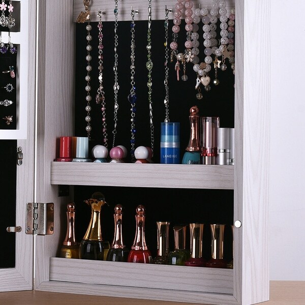 24 inch White Wall mounted Lockable Mirrored Jewelry Armoire Cabinet On Sale Bed Bath Beyond 24124322