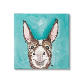 Stupell Silly Smiling Donkey Bold Turquoise Thick Brushstrokes Canvas ...