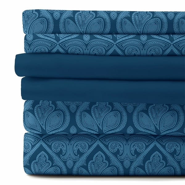 dark blue patterned sheets