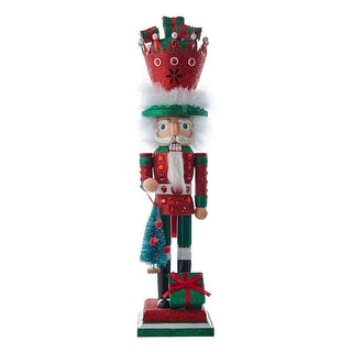 Kurt Adler 18-Inch Hollywood Nutcrackers Red and Green with Presents Crown Nutcracker - N/A ...