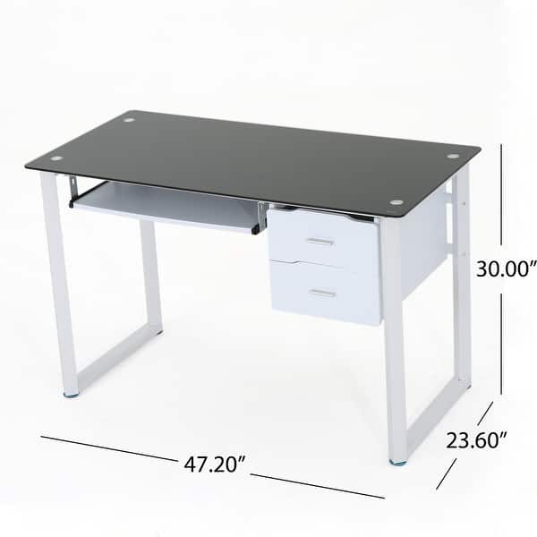 Reeve Tempered Glass Computer Desk with Storage Drawers by Christopher ...