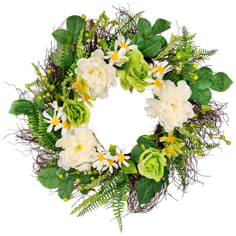 Mixed Floral Artificial Spring Wreath - 22" - Overstock - 37191762