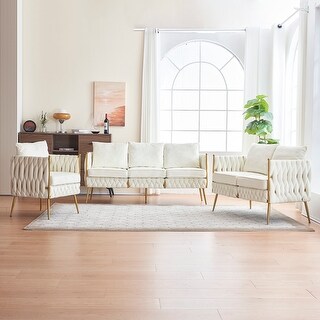 3-Piece Velvet Upholstered Handmade Woven Back Sofa Sets - Bed Bath ...