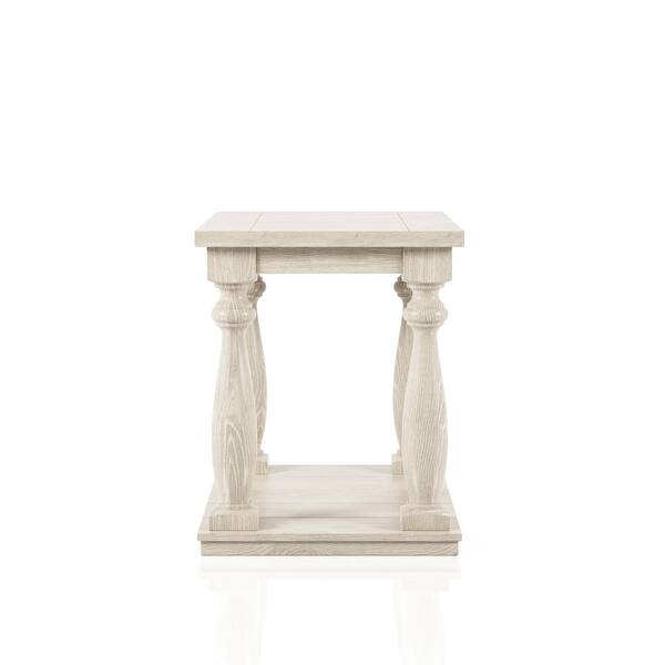 Tost Rustic White 26-inch Wood 1-Shelf Side Table by Furniture of ...