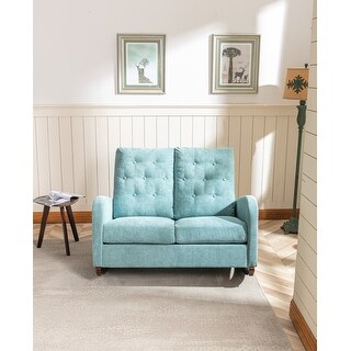46.46" Polyester Fabric Upholstered Button Tufted Back Rocking Sofa ...