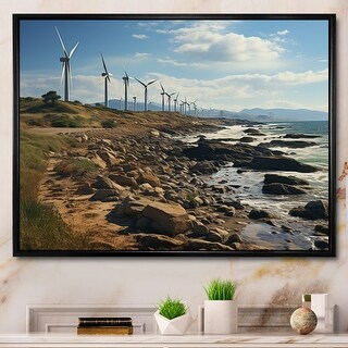 Designart "Wind Turbines Coastal Propellers II" Wind Turbines Framed ...