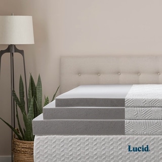 Lucid Bamboo Charcoal and Gel Memory Foam Covered Mattress Topper 2,3,4 ...