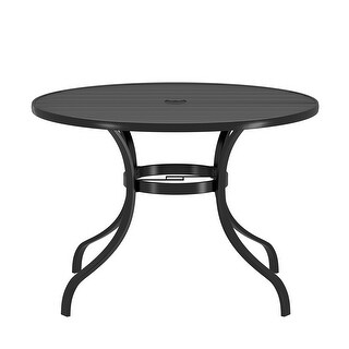 Round Outdoor Dining Table 40-in W x 40-in L with Umbrella Hole - Bed ...