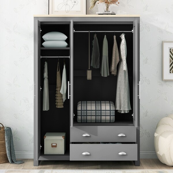 Grey 3 door wardrobe with mirror store