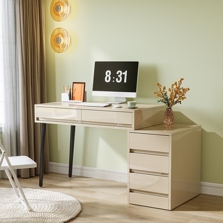 Modern Home Office Expandable Dresser Desk Combo with 6 Drawers - Bed ...