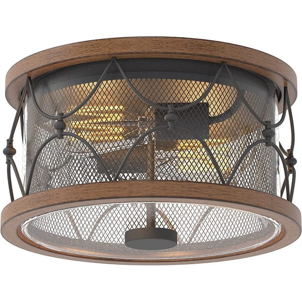 2 light farmhouse flush mount ceiling light clear glass and mesh ...