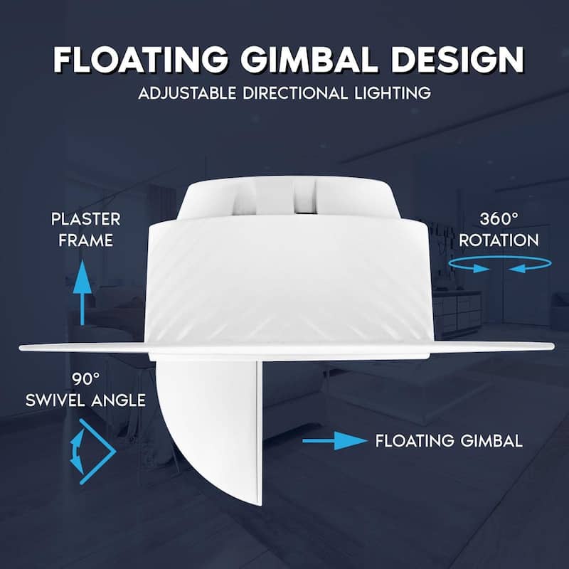 Luxrite 3 Inch Gimbal LED Trimless Recessed Light, 5CCT 2700K-5000K ...