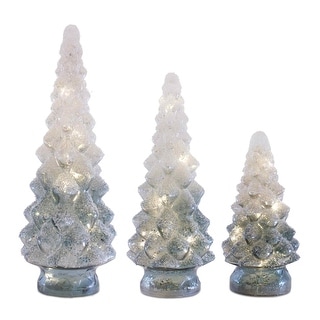 LED Lighted Glass Christmas Tree Tabletop Decorations 15.75" Set of 3 ...