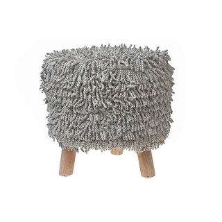 Long Sag Handwoven Pouf Wooden Stand Light Grey - Bed Bath & Beyond ...
