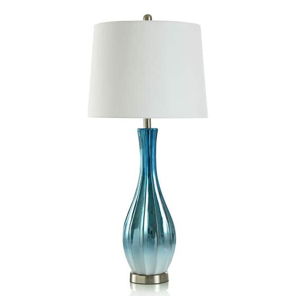 Reflective Blue Table Lamp - Ombre Reflective Blue Painted Ceramic Body ...