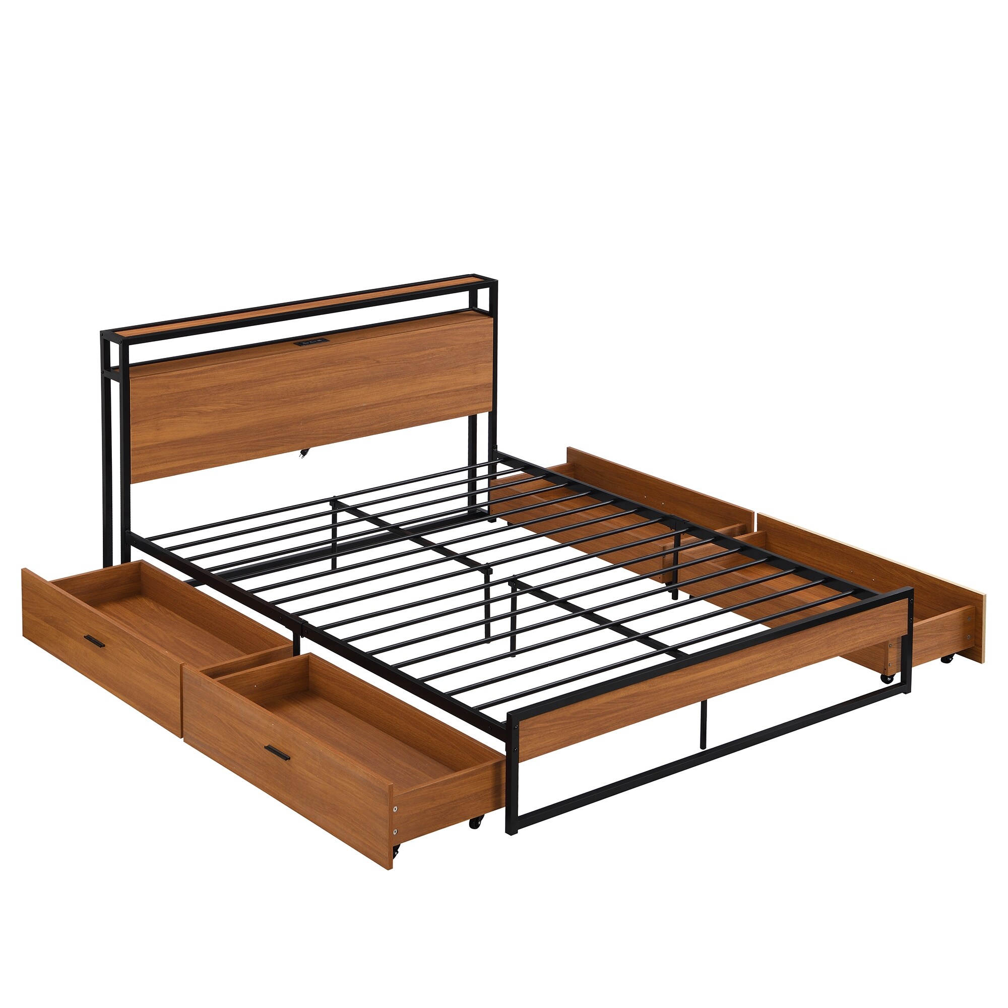 Metal Platform Bed Frame with Sockets USB Ports 4 Drawers Headboard Footboard Slat Support No Box Spring Needed Bed Bath Beyond 36988872