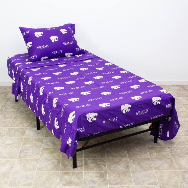 Kansas State Wildcats 100% Cotton Sheet Set - Overstock - 18793997