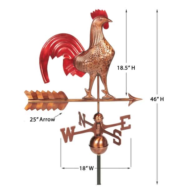 Rooster Weathervane - Pure Copper Hand Finished Multi-Color Patina by ...