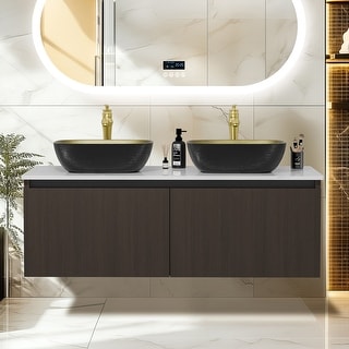 Vintage Vanity Set Wall Floating Bathroom Vanity Sink with Ceramic ...